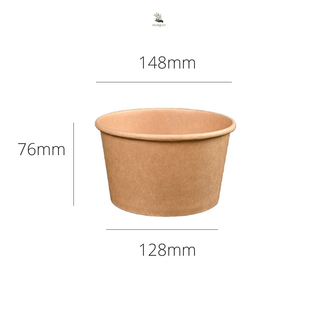 Kraft Paper Bowl 1000ml with Lid (300pcs/carton) – ECOSG.CO