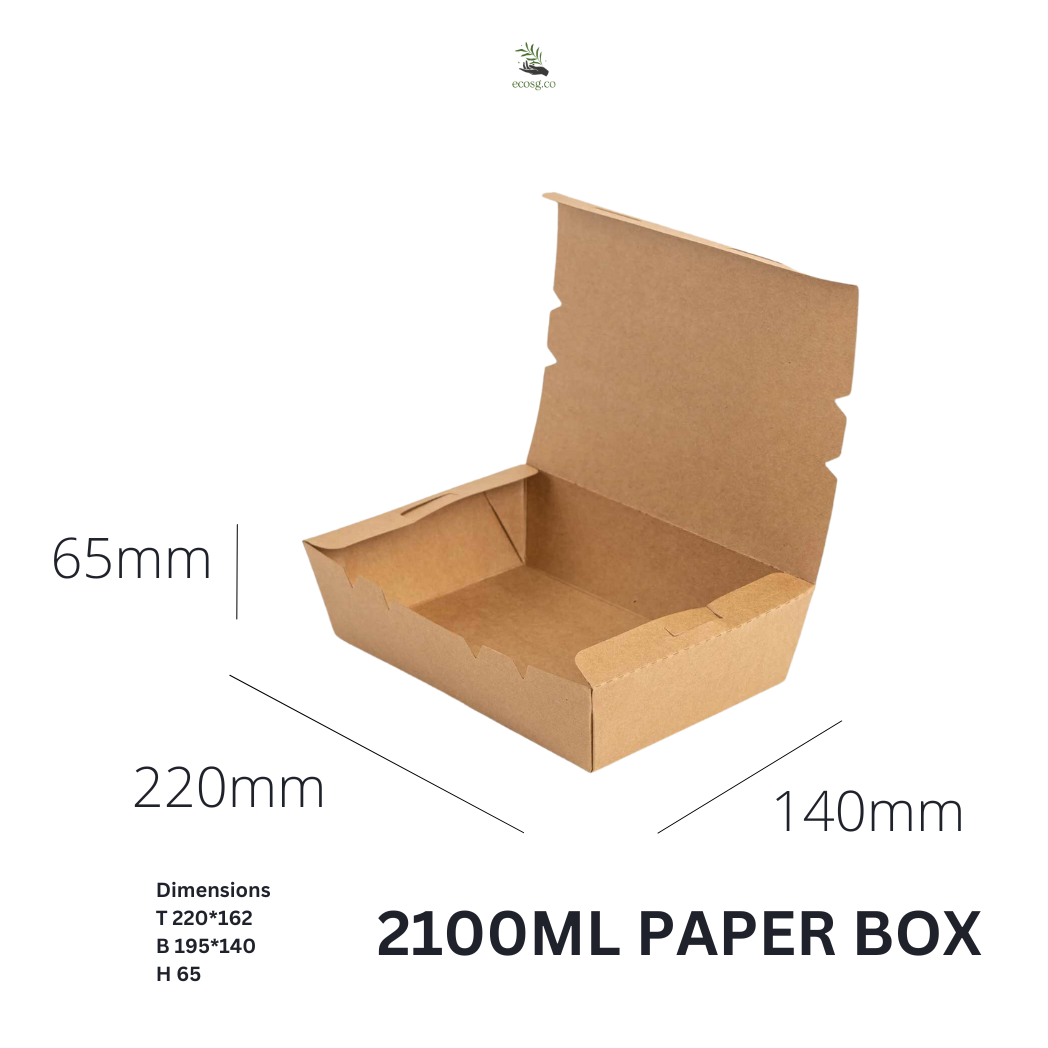 Kraft Paper Lunch Box 2100ml (300pcs/carton) – ECOSG.CO